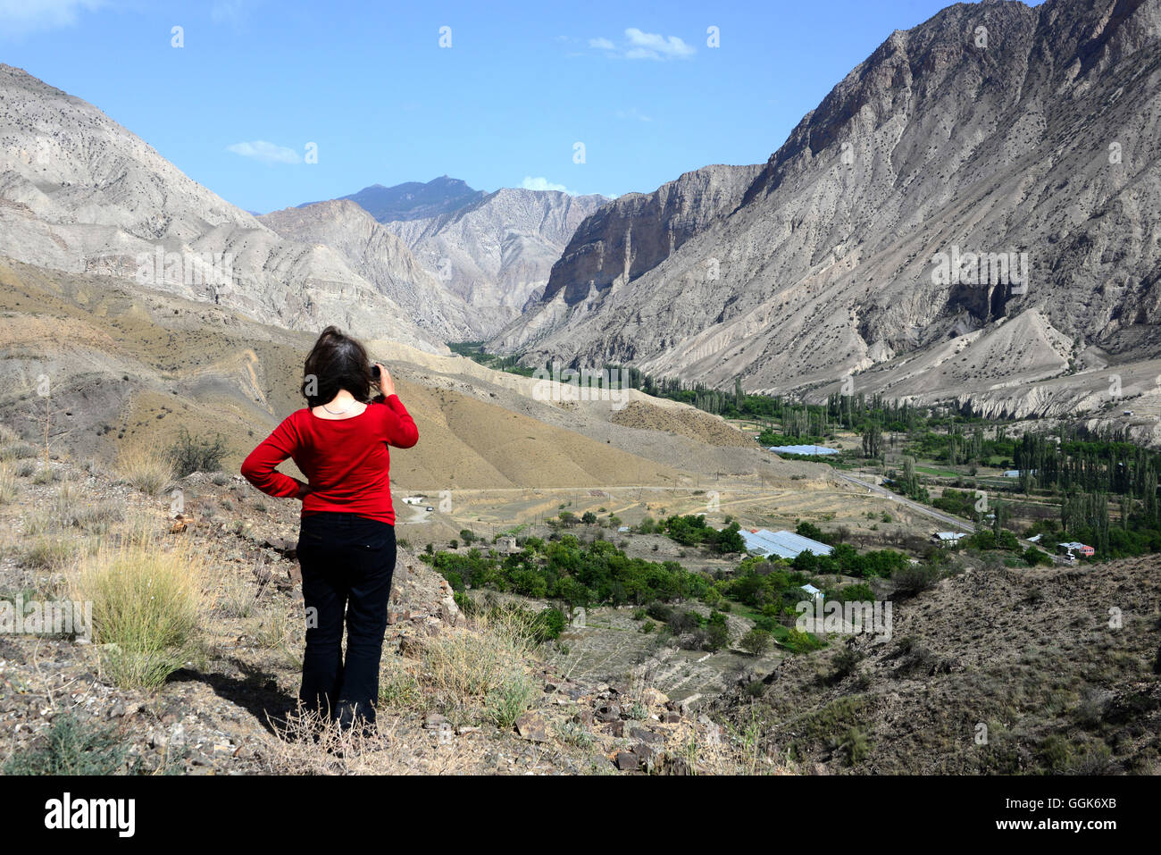 Landscape near Ishan church along the river Oltu, East Turkey, Turkey ...