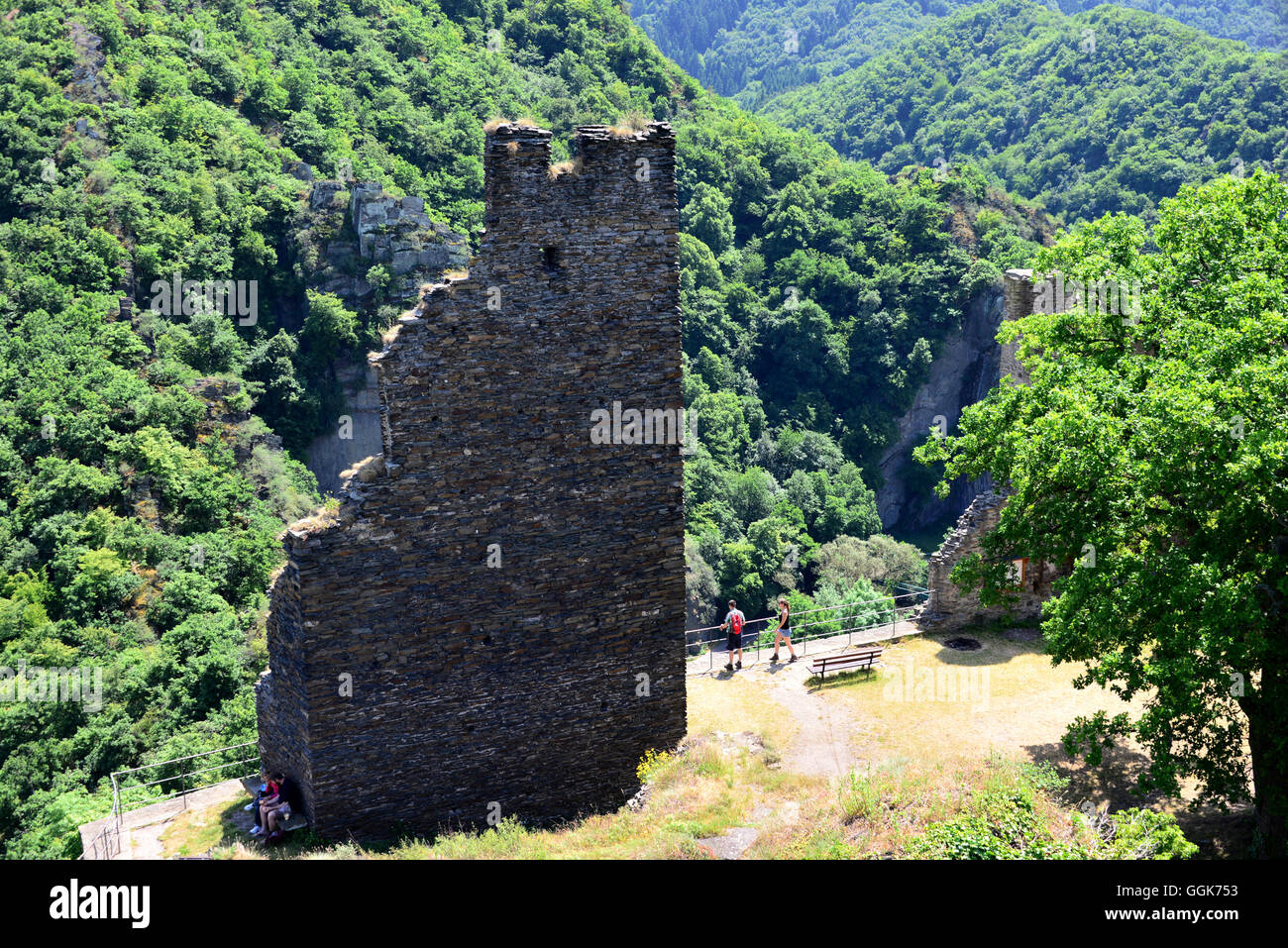 Castle ruin over Altenahr in the Ahr Valley, Eifel, Rhineland ...