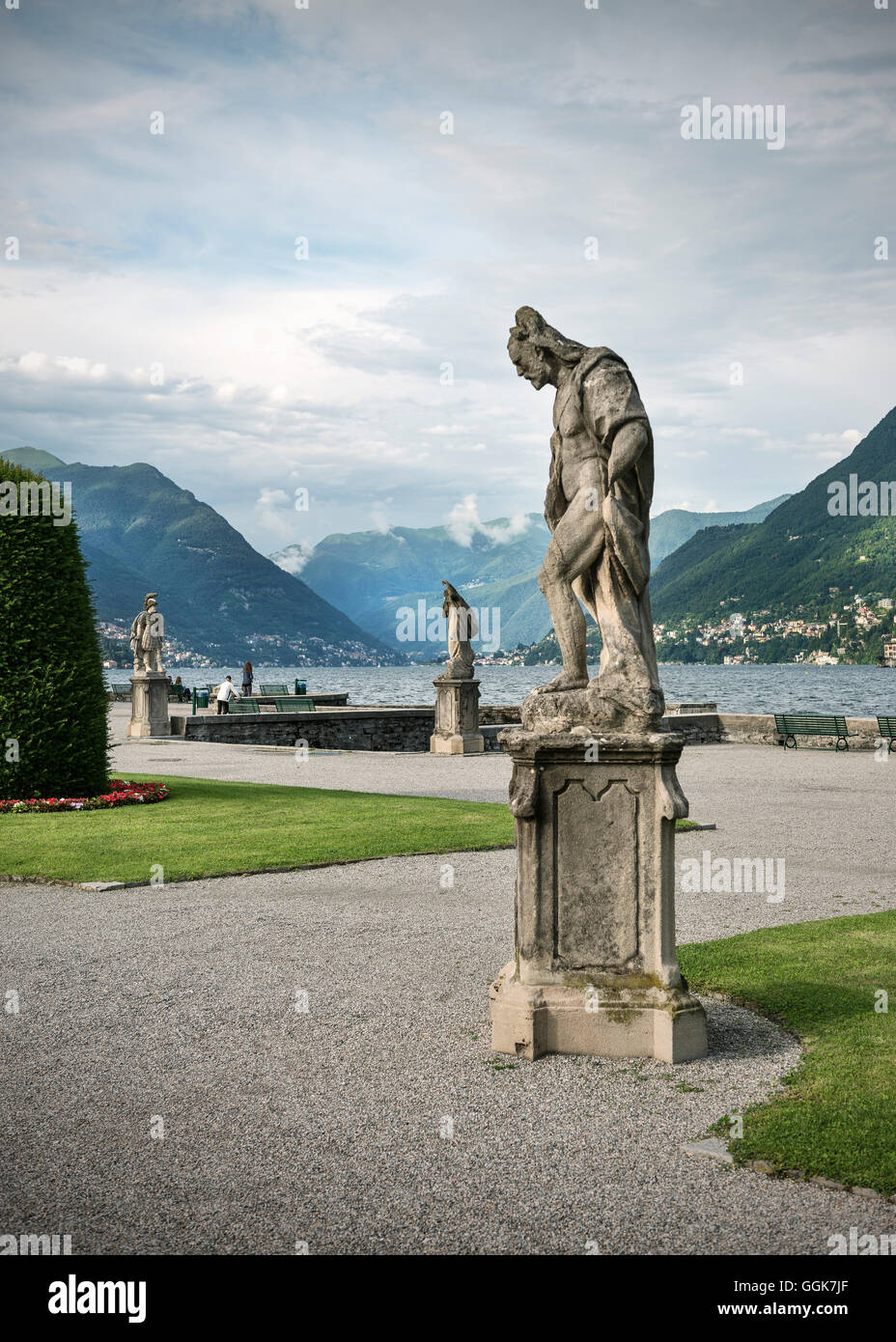 Statues in the garden of Villa Olmo, Como town, Lake Como, Lombardy ...