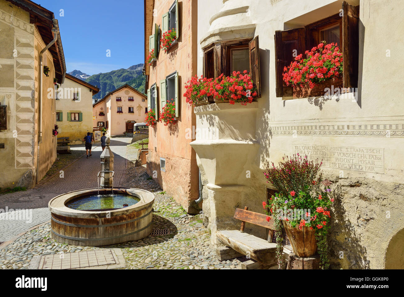 Fountain between engadin houses hi-res stock photography and images - Alamy
