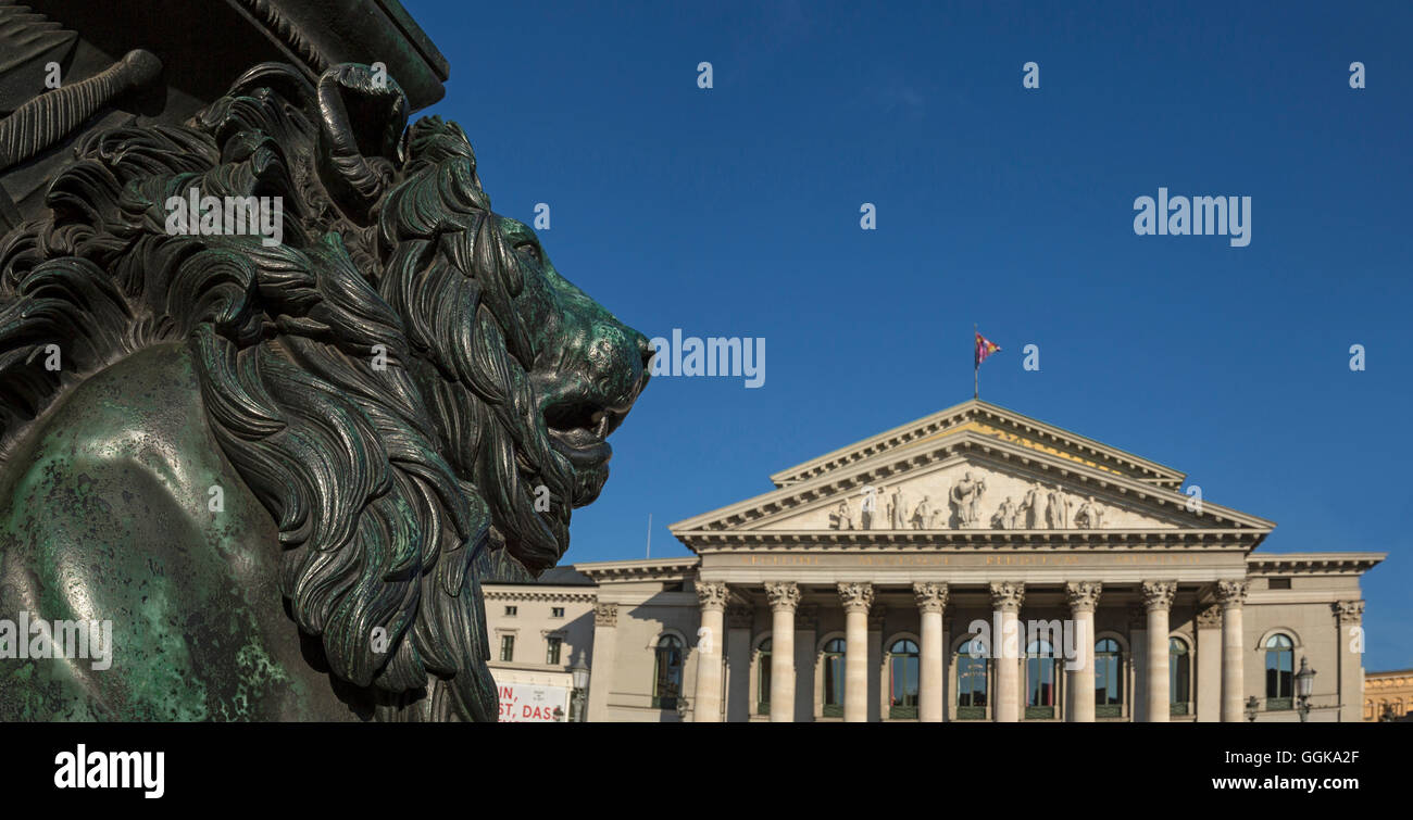 Opernplatz with bronze memorial of Maximilian I and National Theater ...