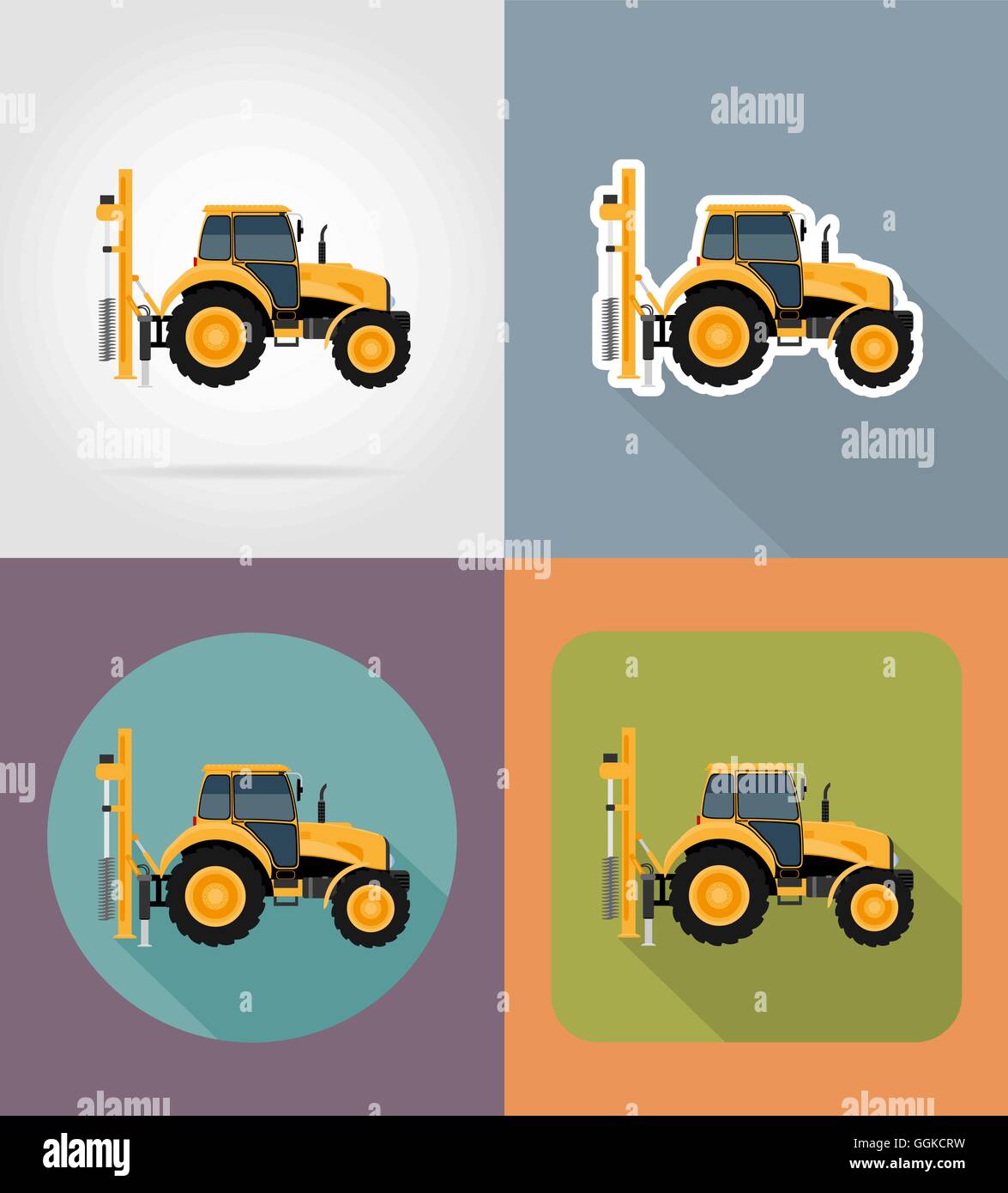 tractor flat icons vector illustration isolated on background Stock ...