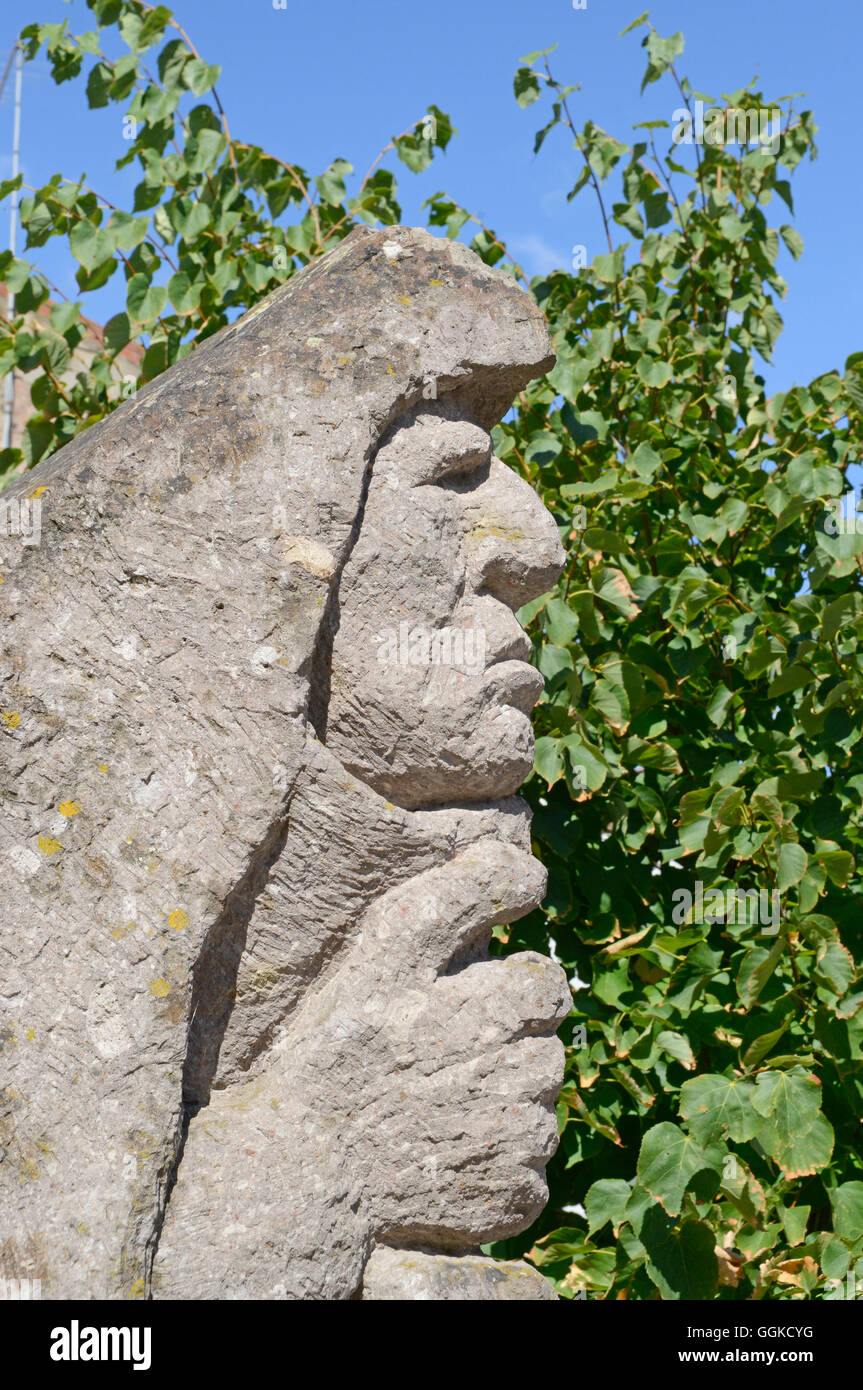 statue in stone of trachyte, Fordongianus, Sardinia Stock Photo - Alamy