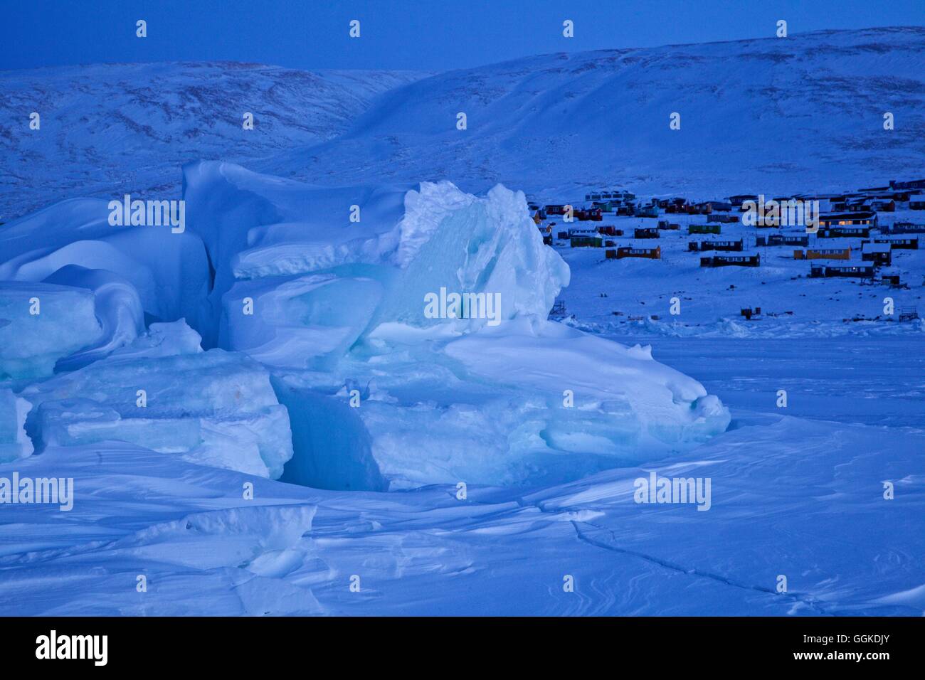 frozen ice formations in the ocean at Qaanaaq, Northwest Greenland ...