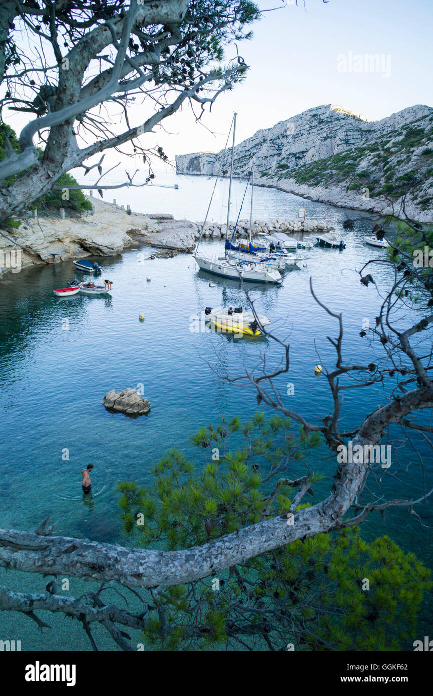 evening bath in Calanque de Morgiou, Bouches-du-Rhone, France Stock ...