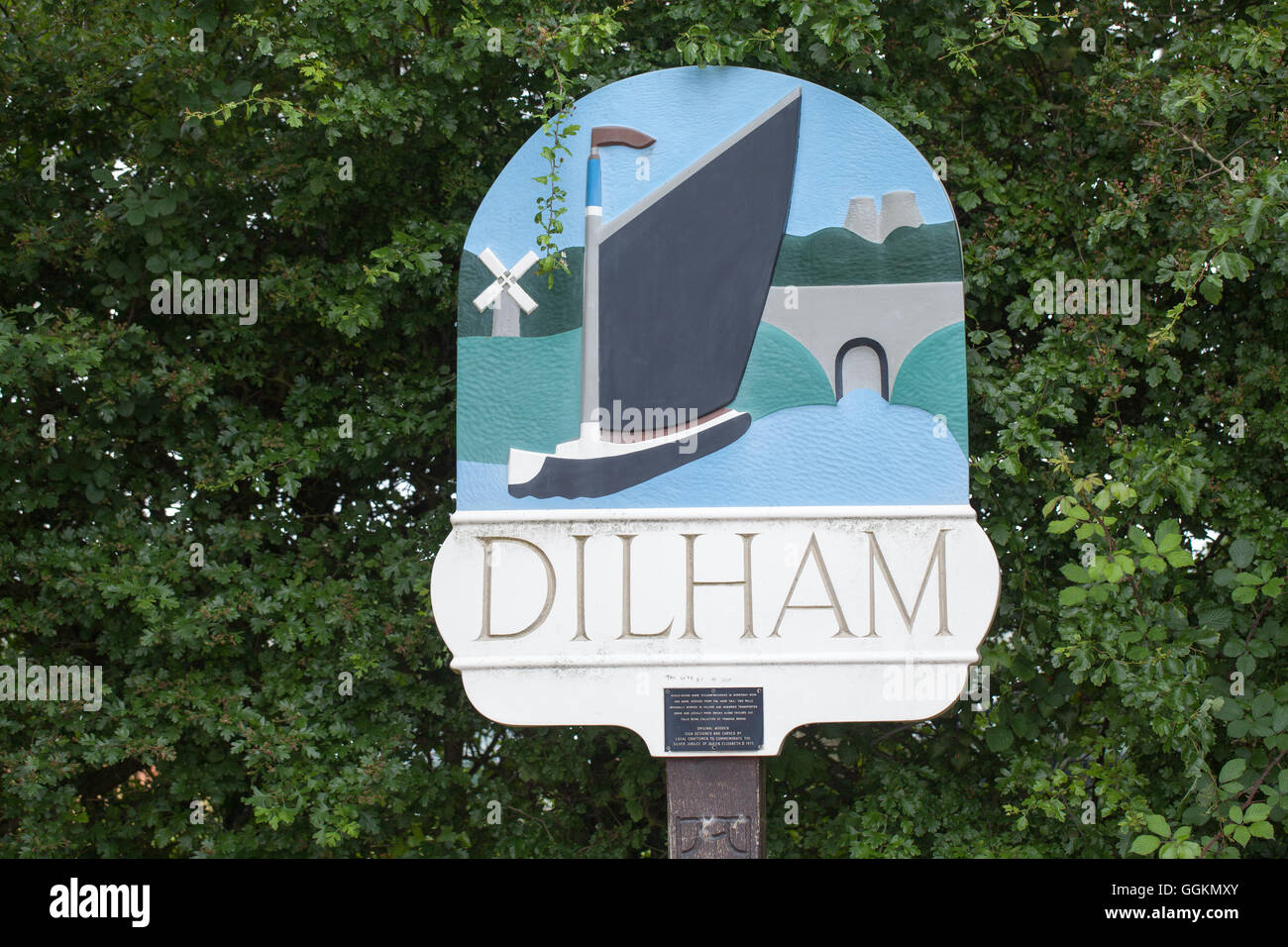 Village Sign. Dilham. Norfolk. East Anglia. England. UK. Depicting ...