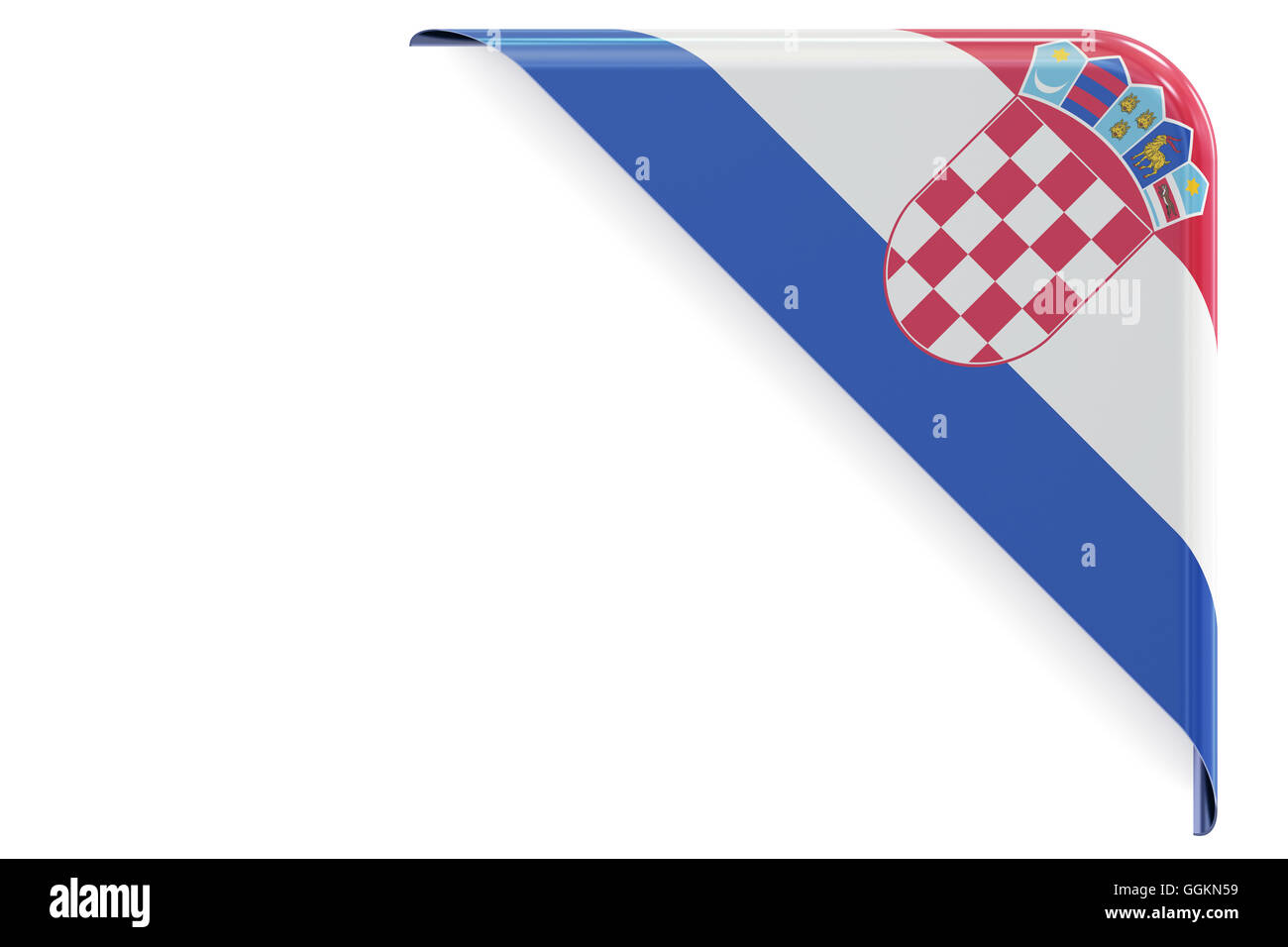Croatian flag corner, button, label. 3D rendering isolated on white ...
