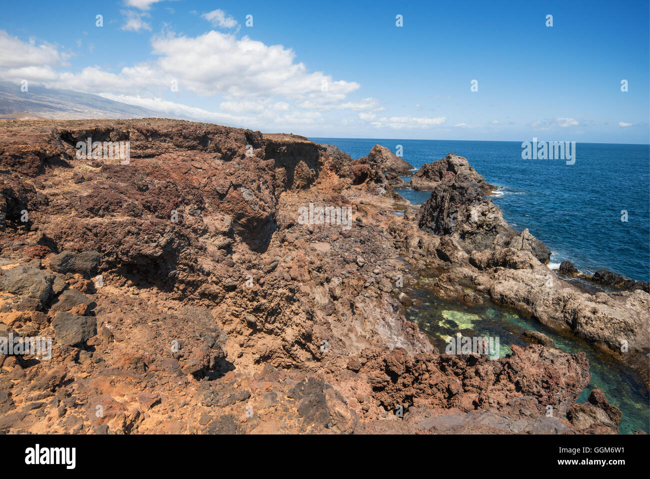 Volcanic landscape. South Tenerife coastline, Canary island, Spain ...