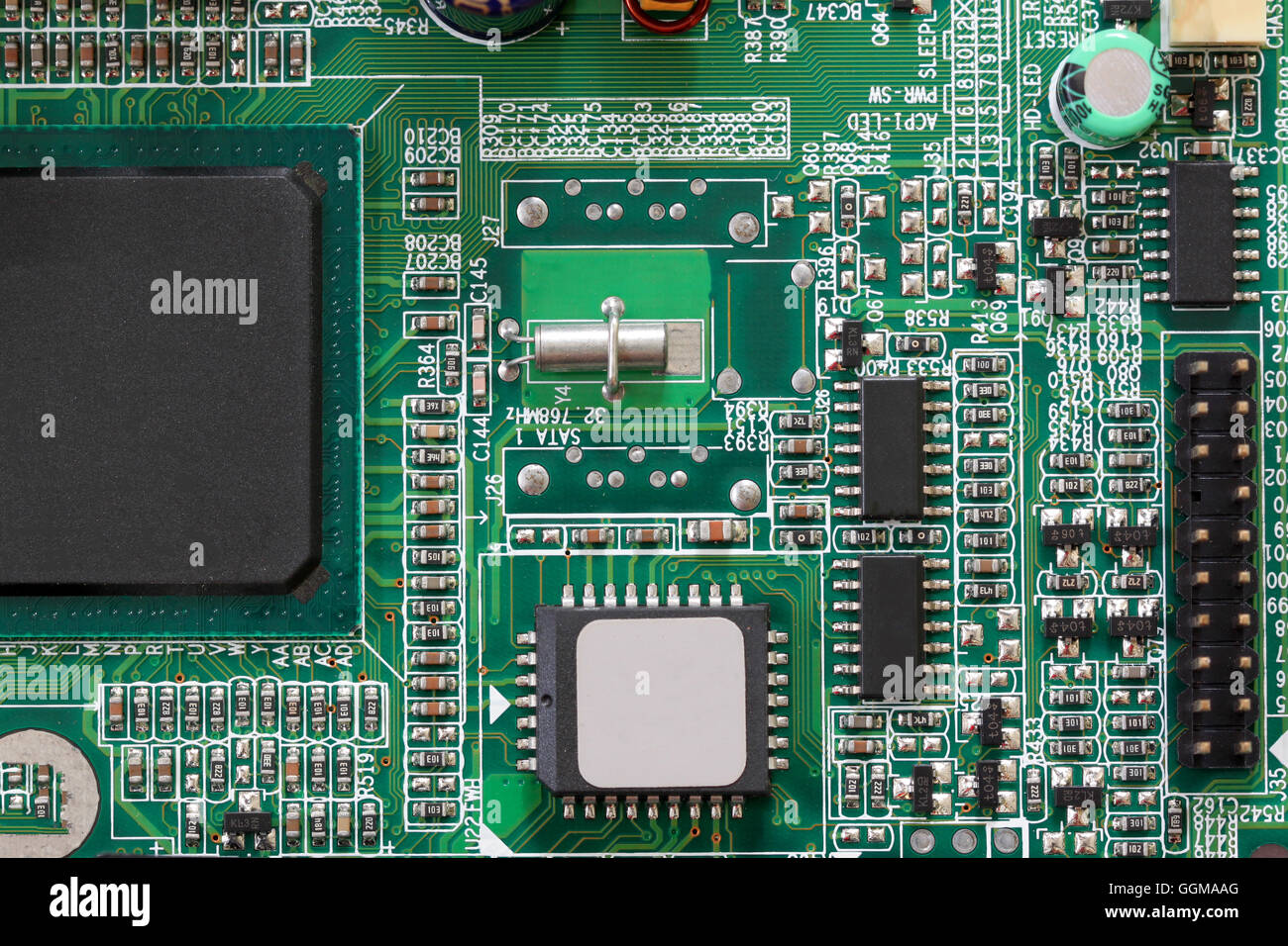 Socket electronics components on PC computer mainboard and have concept ...