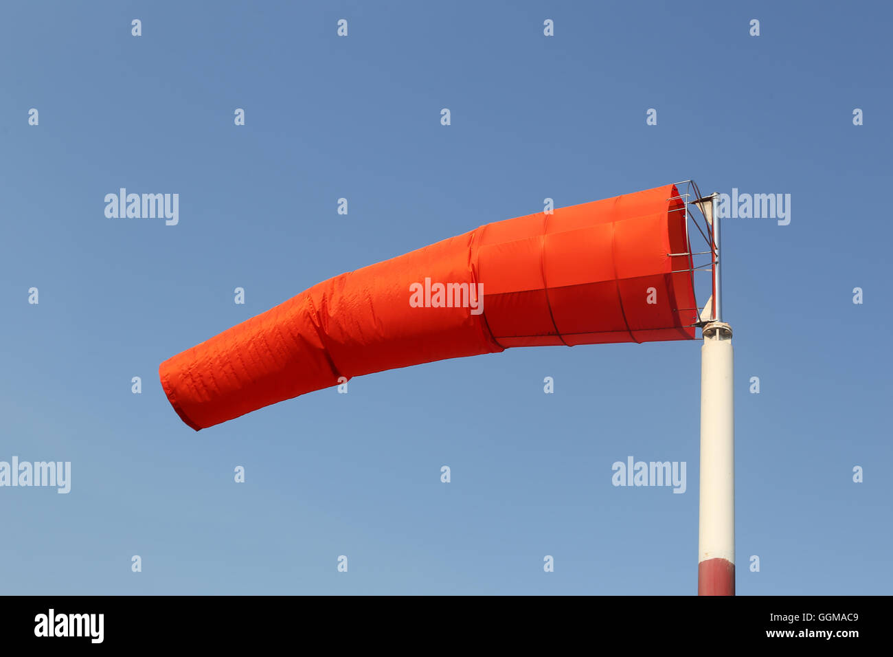 Wind sock of equipment check the wind blow direction in day time on ...