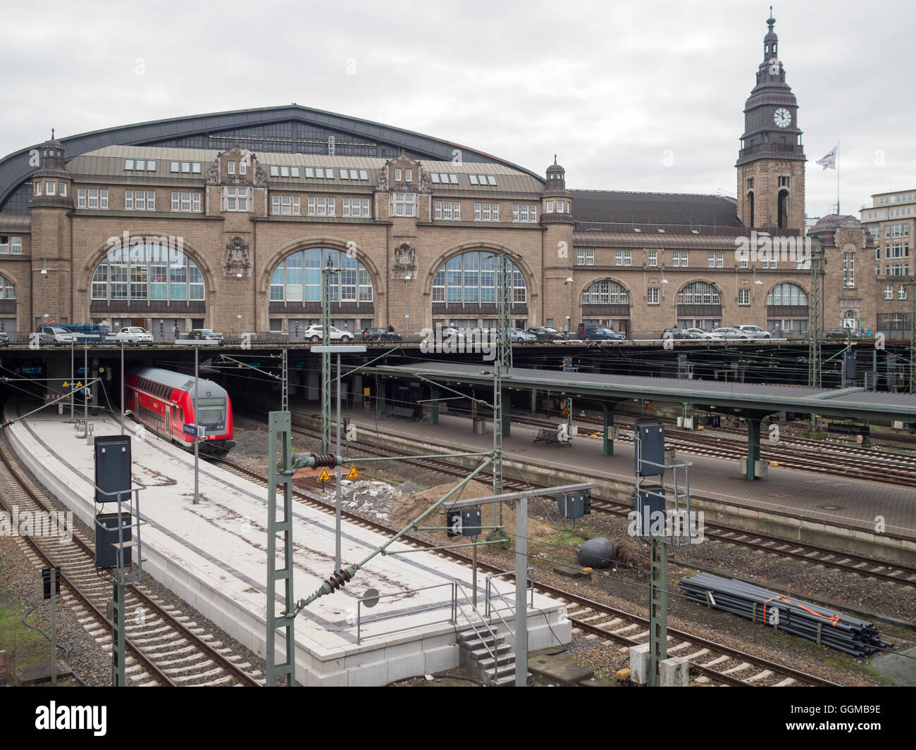 Hamburg Hauptbahnhof central train station seen from above the train ...