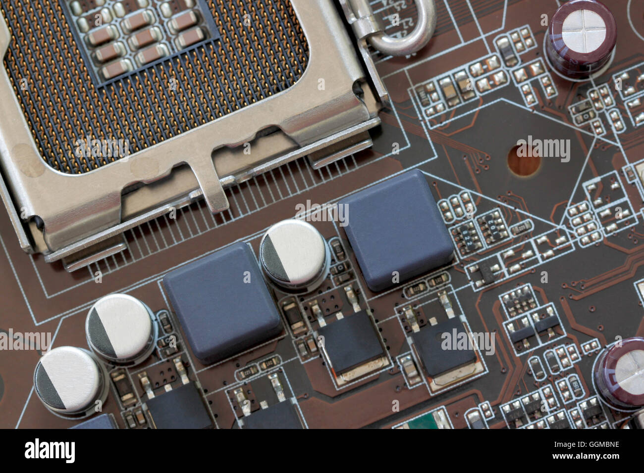 Socket electronics components on PC computer mainboard and have concept ...