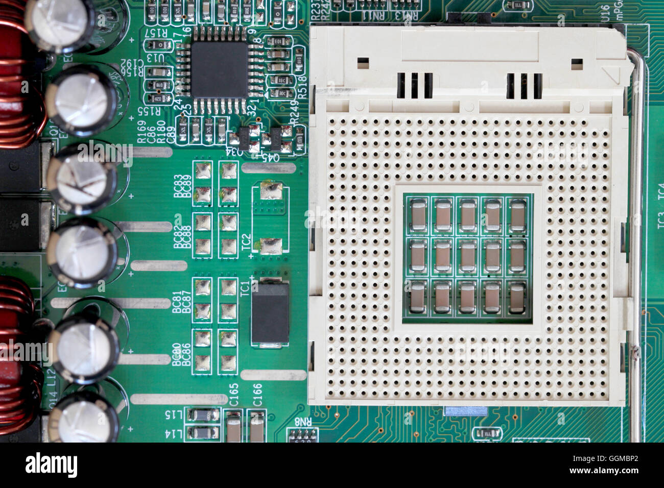 Socket electronics components on PC computer mainboard and have concept ...