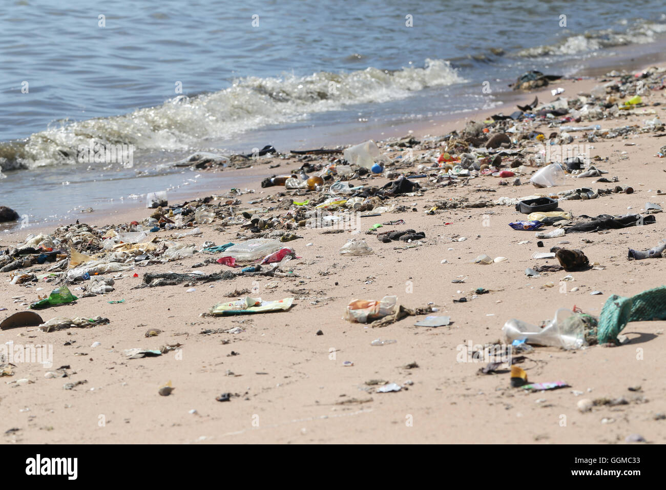 The beach have a garbage and effluents concept of environmental ...