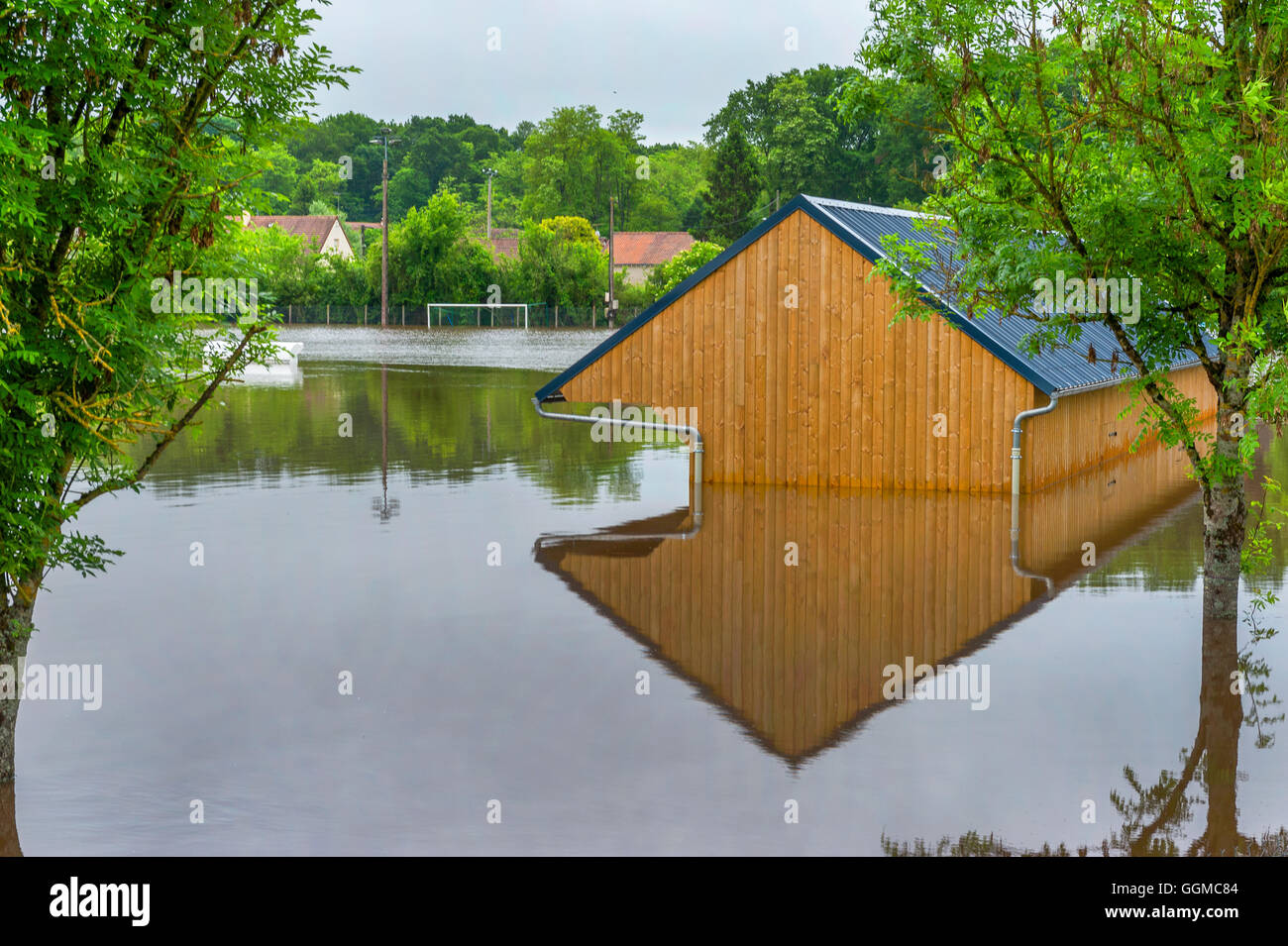 Heavy floods in French countryside Stock Photo - Alamy