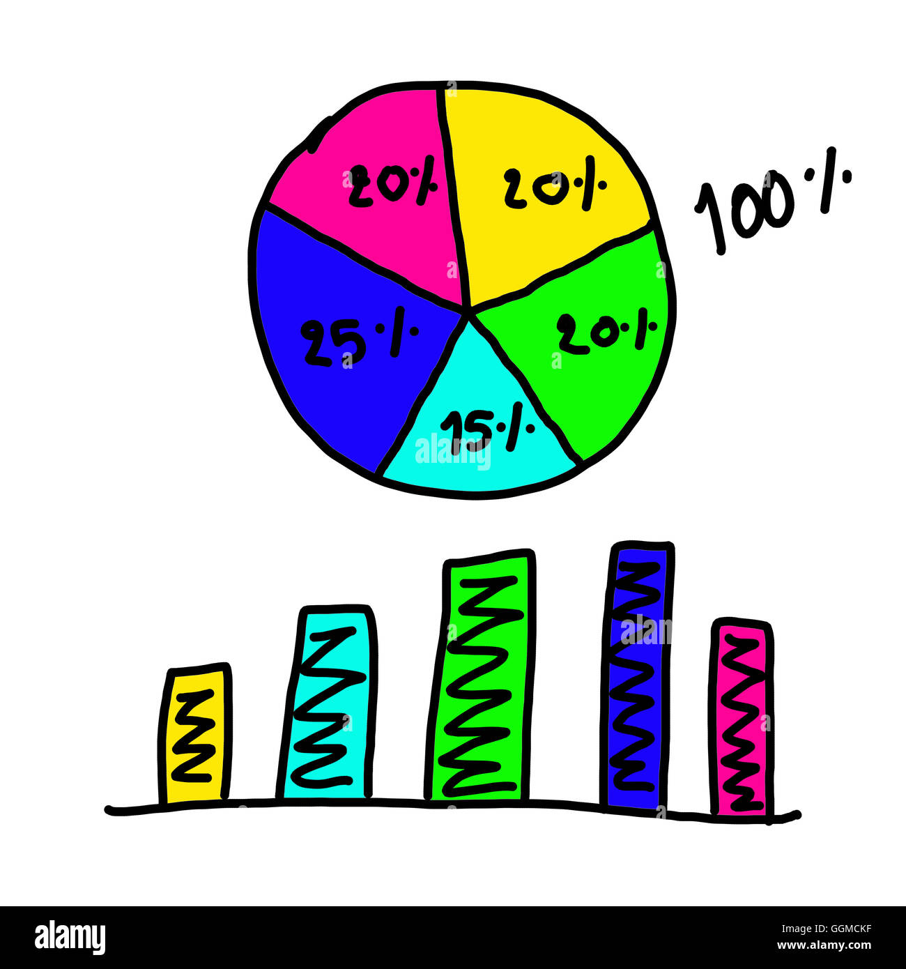 Hand drawn a graphics graph to top point growing data to concept of ...