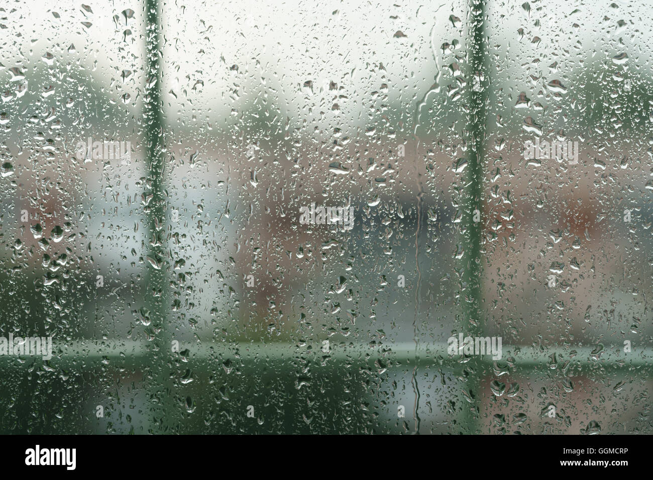 real rain drops on window glass in high resolution Stock Photo - Alamy
