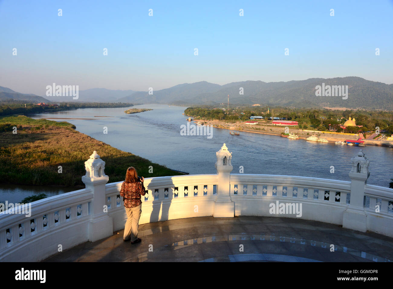 At the mekong river in Sop Ruak in the golden triangle, North-Thailand ...