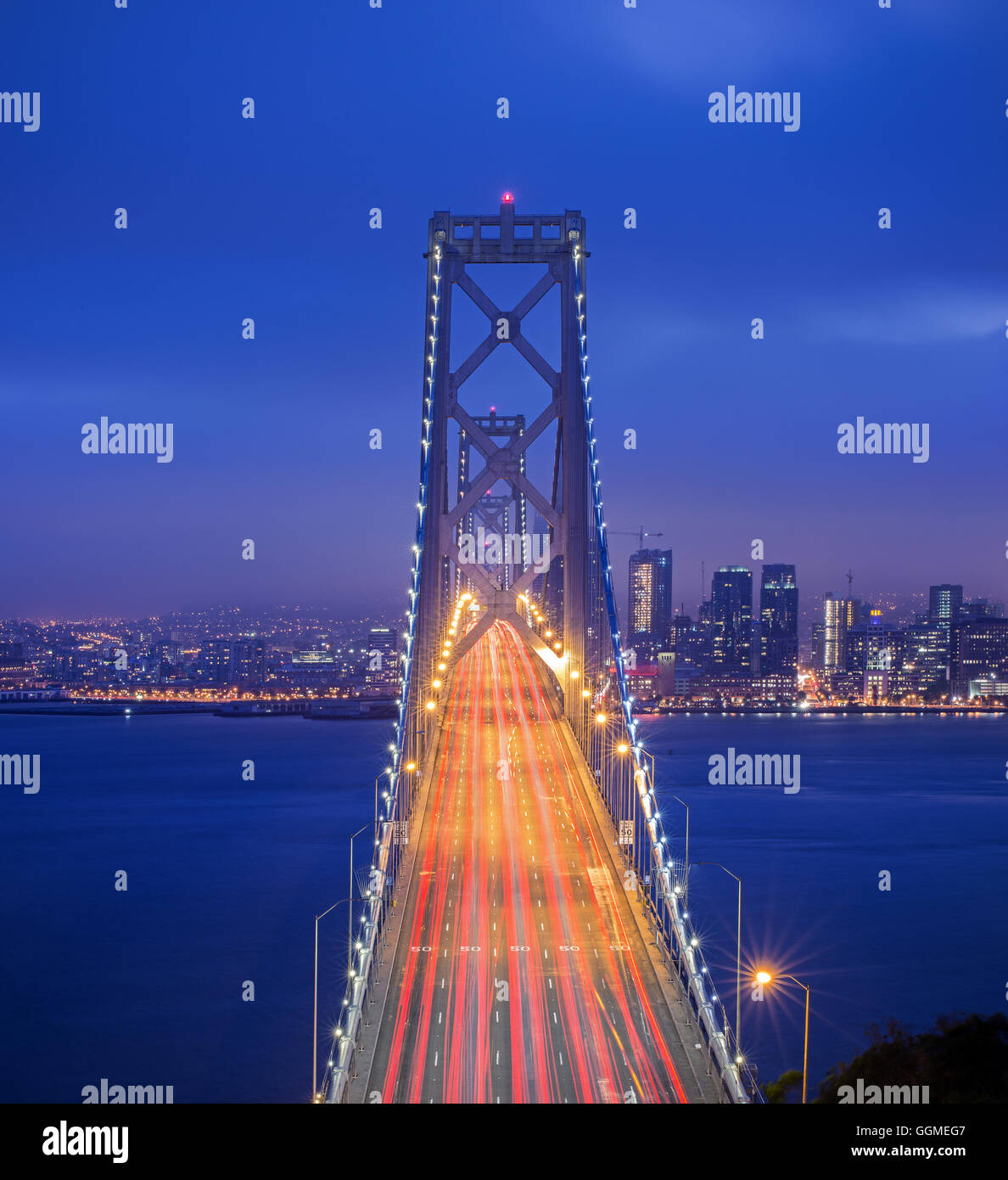 OAKLAND, CA - JUNE 10, 2015: The San Francisco–Oakland Bay Bridge is a complex of bridges ...