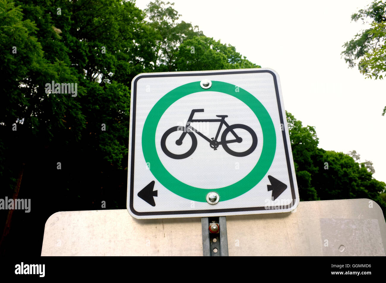 A cycle route sign in the Canadian city of London, Ontario Stock Photo ...