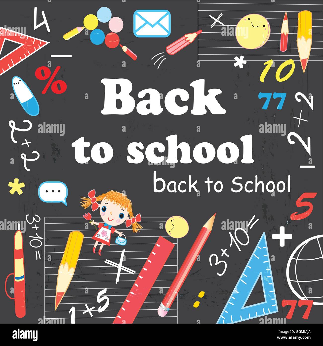 Interesting background with school objects on a black backgroun Stock ...