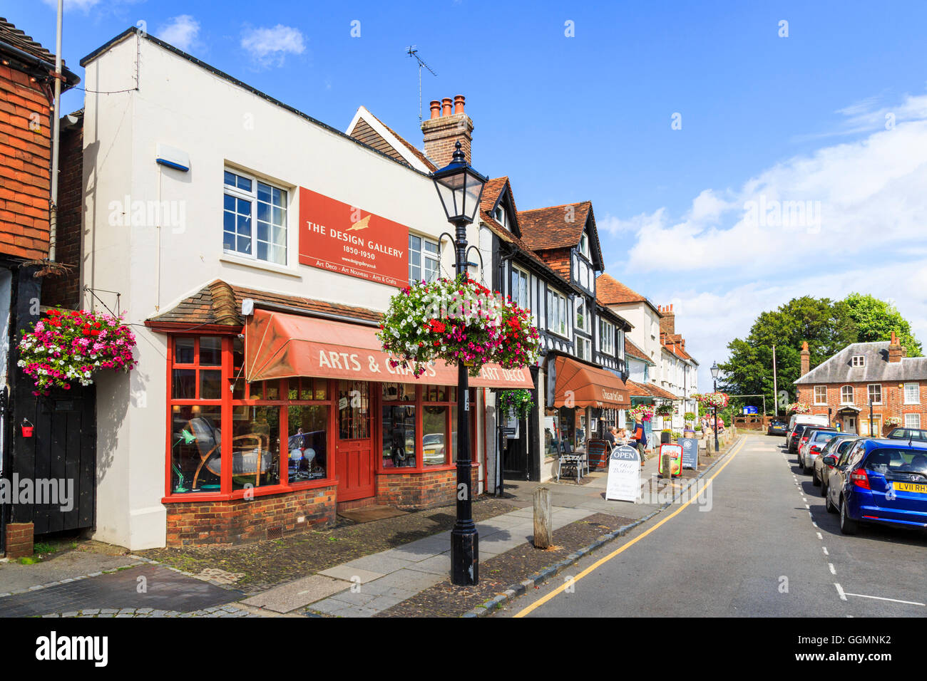 Street scene with shops at Westerham, a town in the Sevenoaks District ...