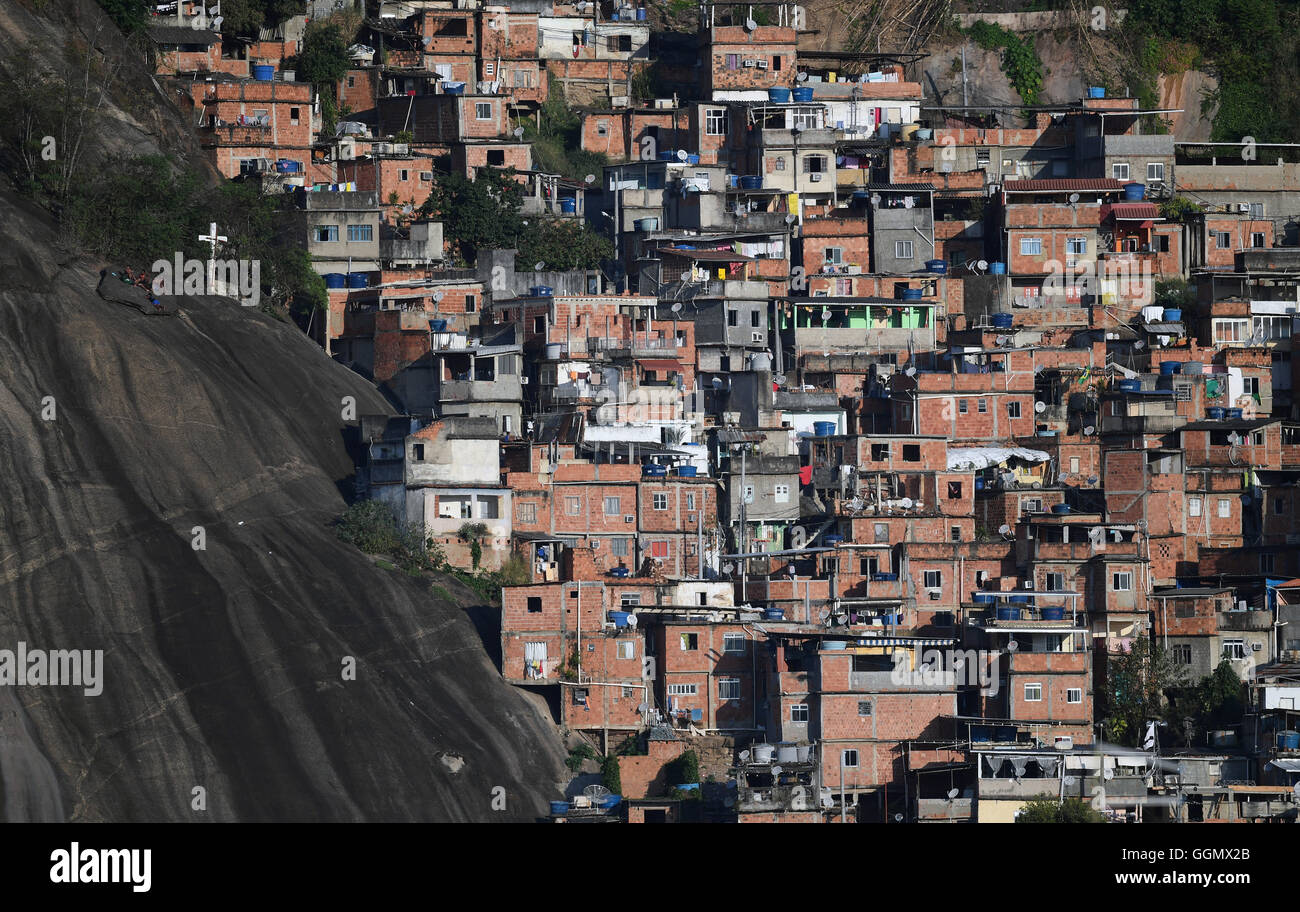 Rio de Janeiro, Brazil. 05th Aug, 2016. A view of a Favela near ...