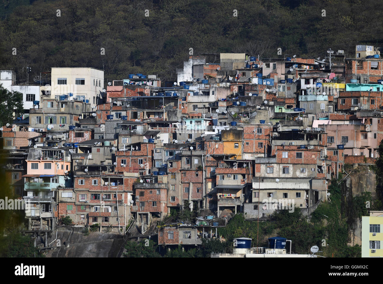 Rio de Janeiro, Brazil. 05th Aug, 2016. A view of a Favela near ...