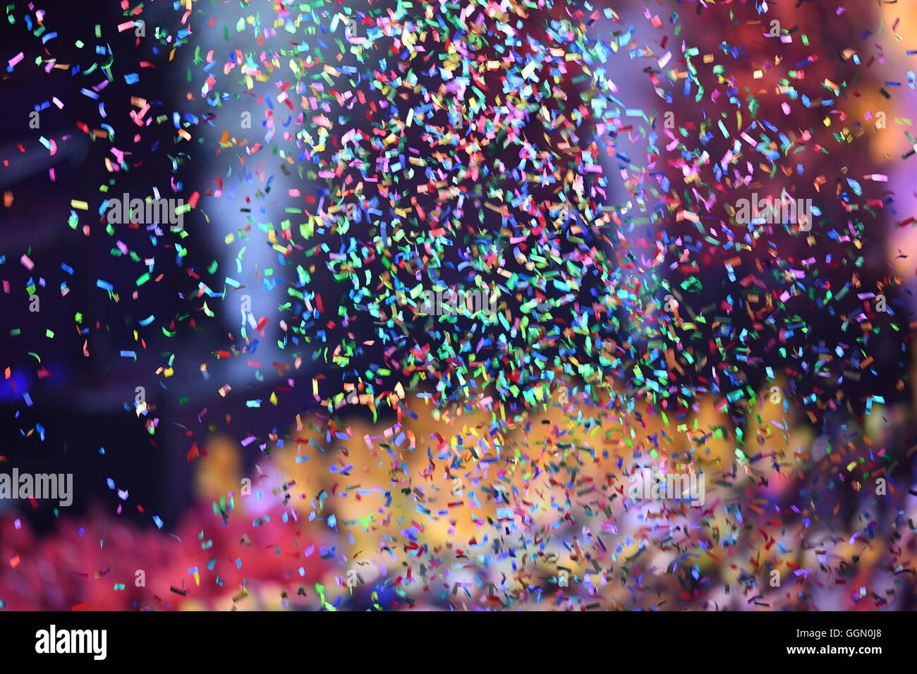 Rio de Janeiro, Brazil. 5th Aug, 2016. Ticker tape falls from the roof ...