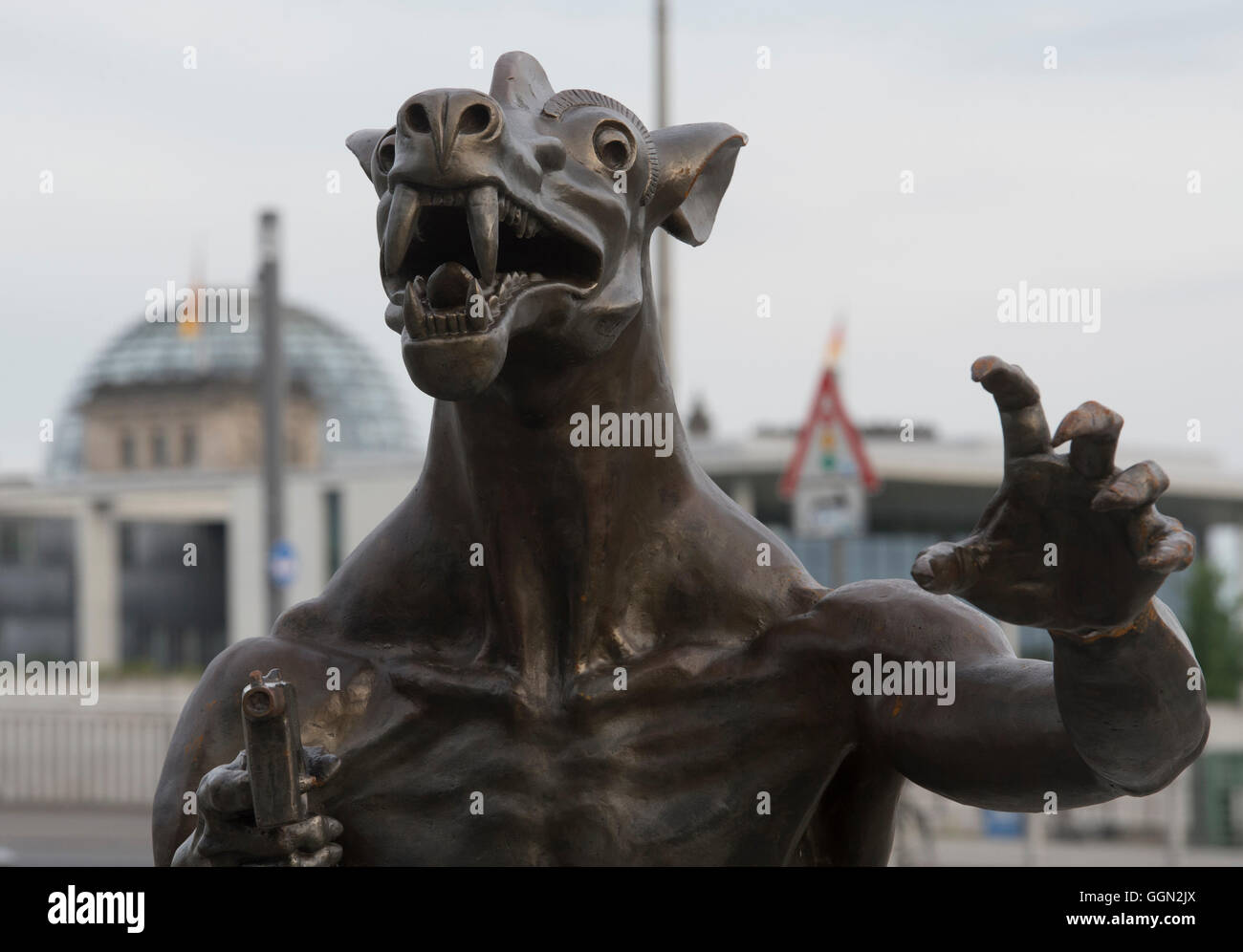 Wolf sculptures can be seen in front of the central train station in ...