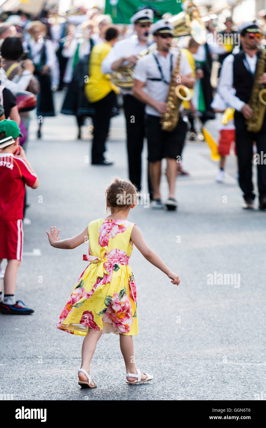 Little girl, 5-6 years old, from audience, stepping out in front of ...
