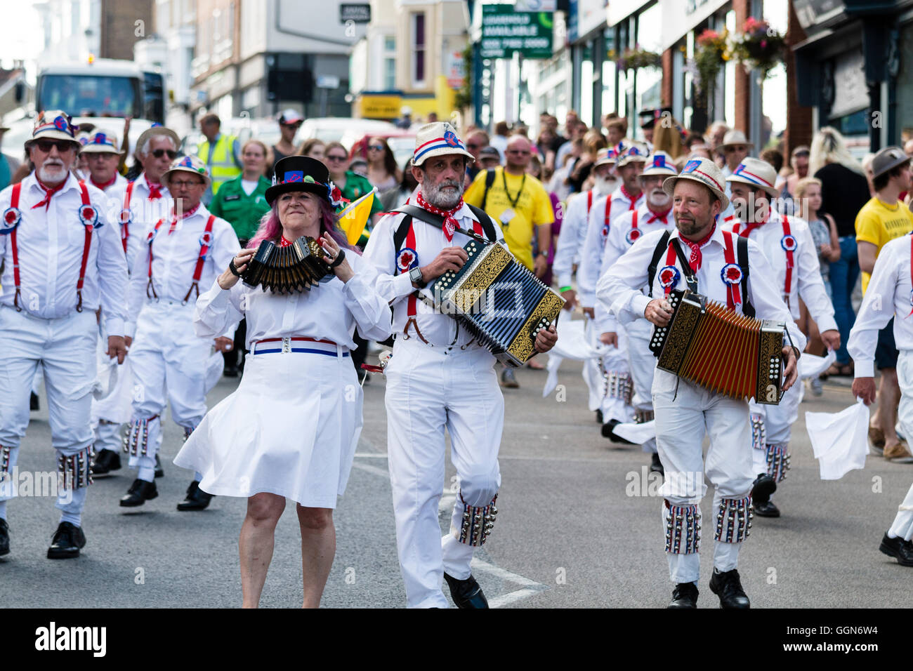 Three morris accordion players leading Hartley Morris side as they ...