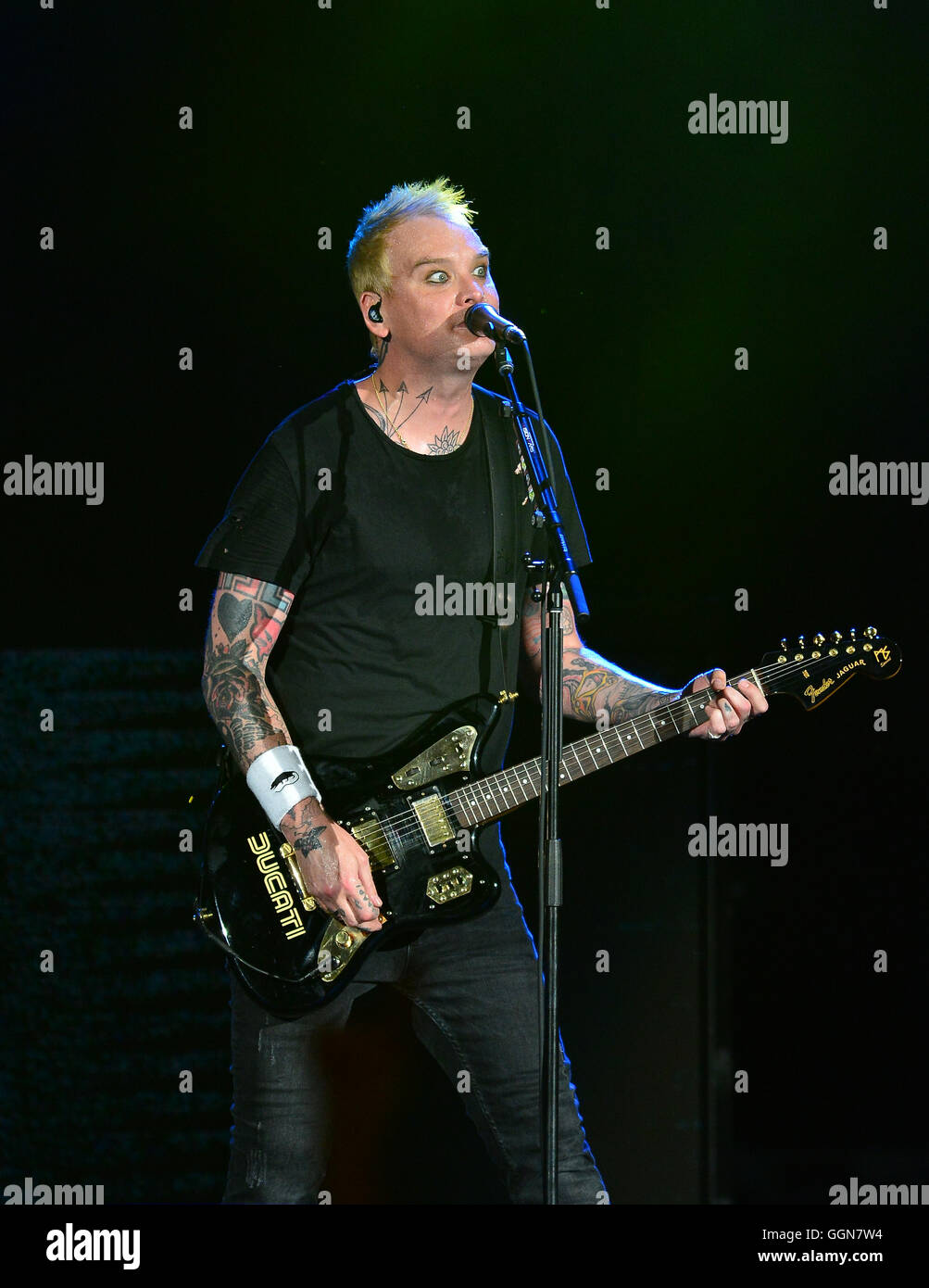 WEST PALM BEACH, FL - AUGUST 05: Musician Matt Skiba of blink-182 ...