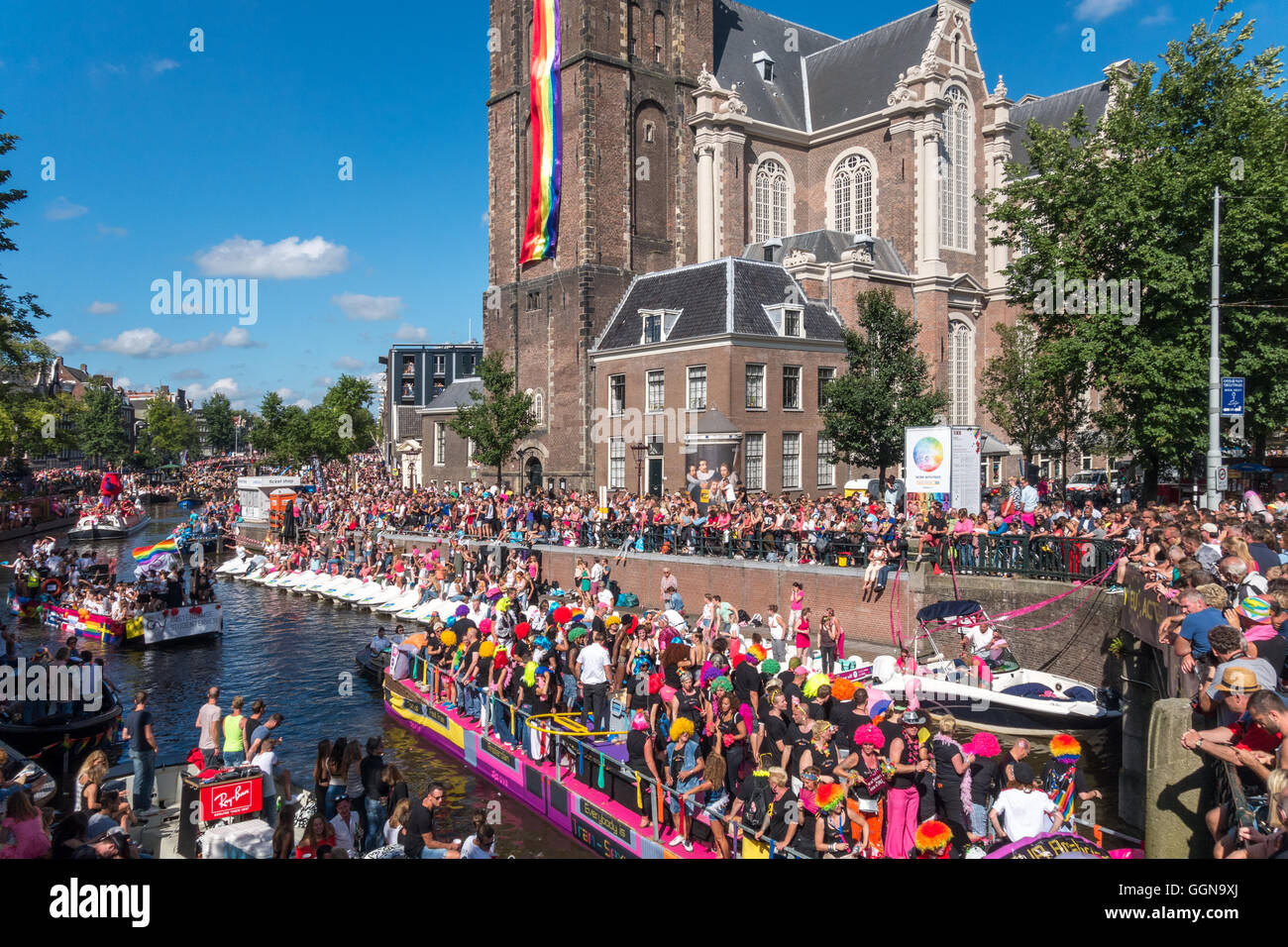 Amsterdam canal lgbt flag hi-res stock photography and images - Alamy