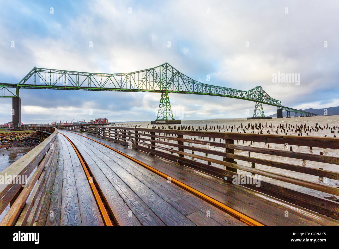 Astoria-Megler Bridge, Columbia River, a steel girder continuous truss ...