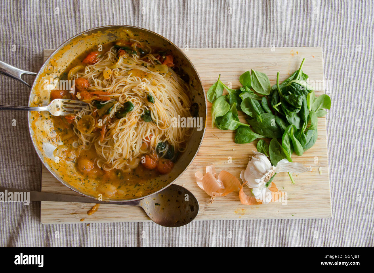 Cooked meal and spoon Stock Photo - Alamy