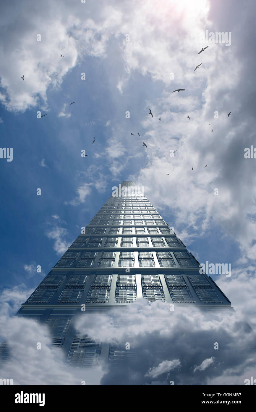 Birds flying around computer server in clouds Stock Photo - Alamy