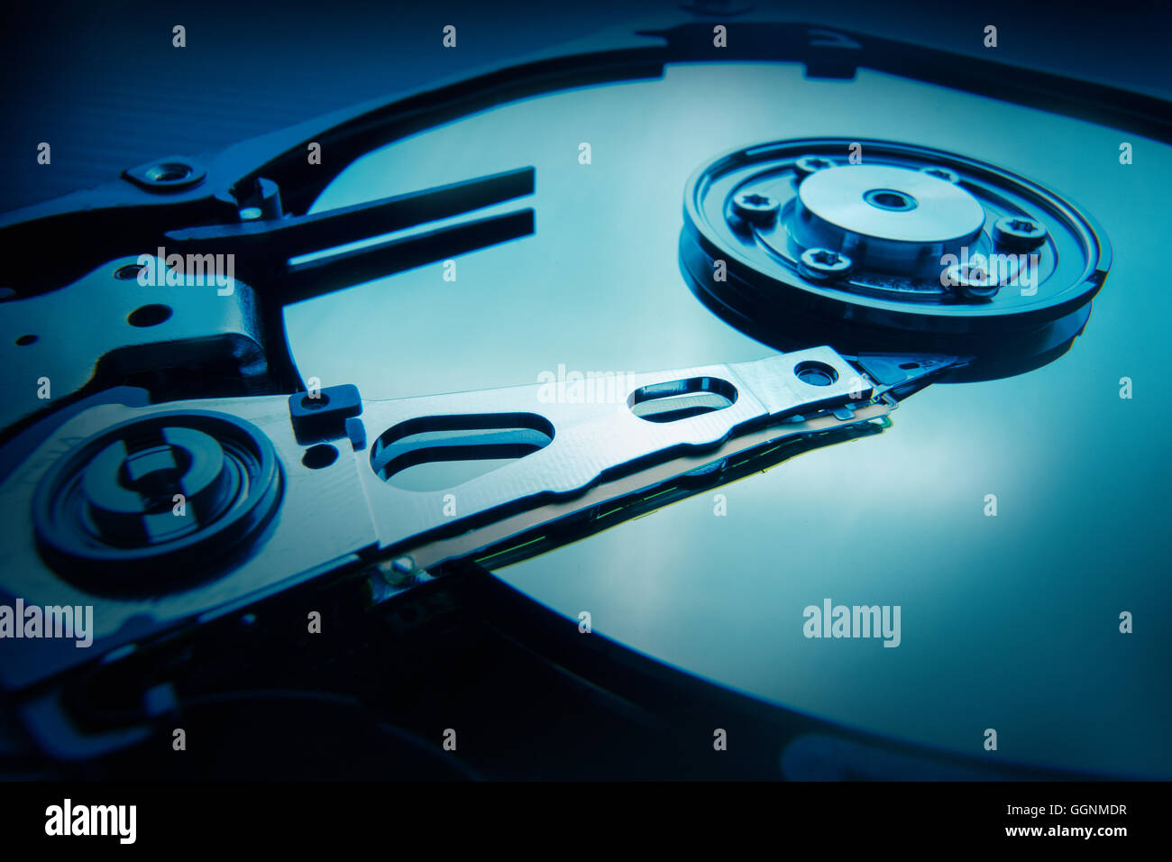 Interior of hard disc drive Stock Photo - Alamy