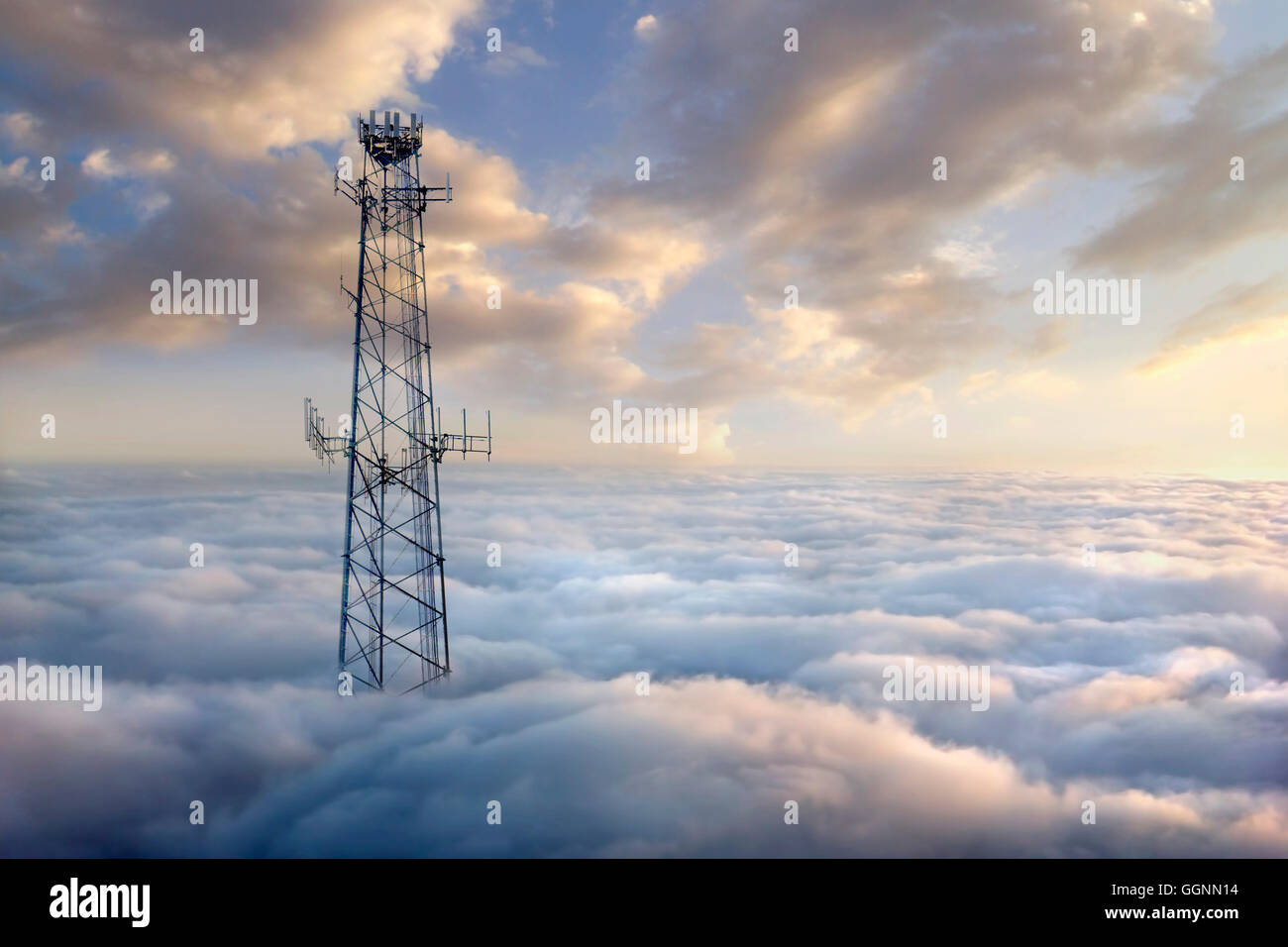 Cellular tower above clouds Stock Photo - Alamy