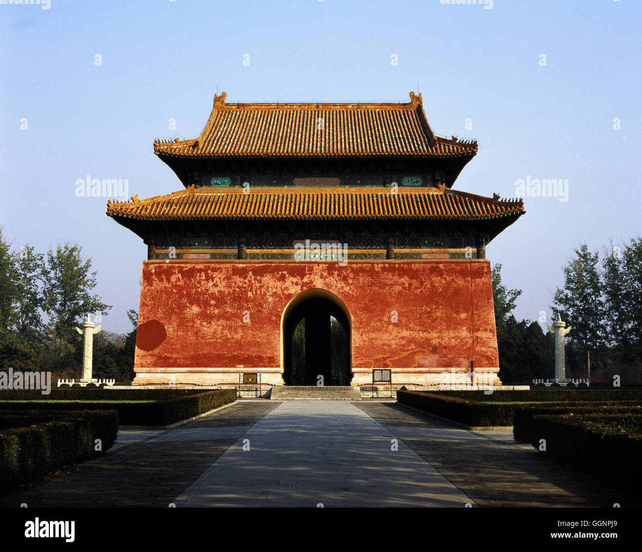 Entrance to the Sacred Way path to the Ming Dynasty Tombs near Beijing ...