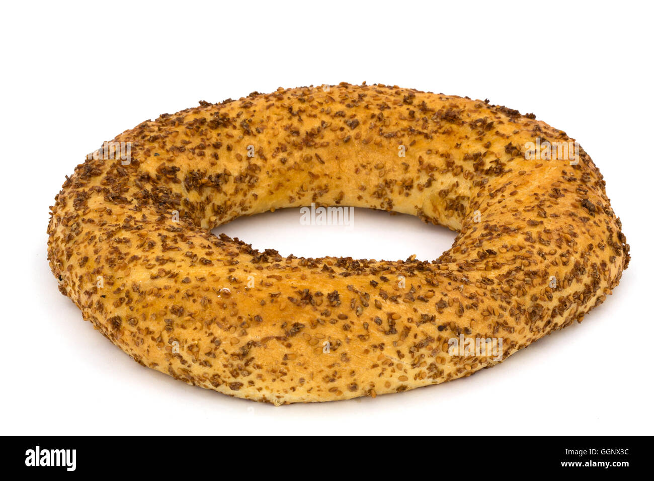 Fresh baked bagel, isolated on white background Stock Photo - Alamy