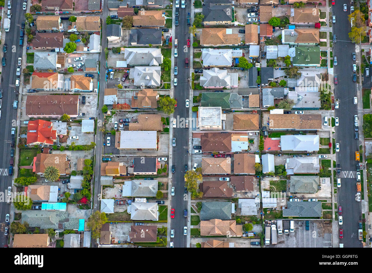 Aerial view of houses in suburban cityscape Stock Photo - Alamy