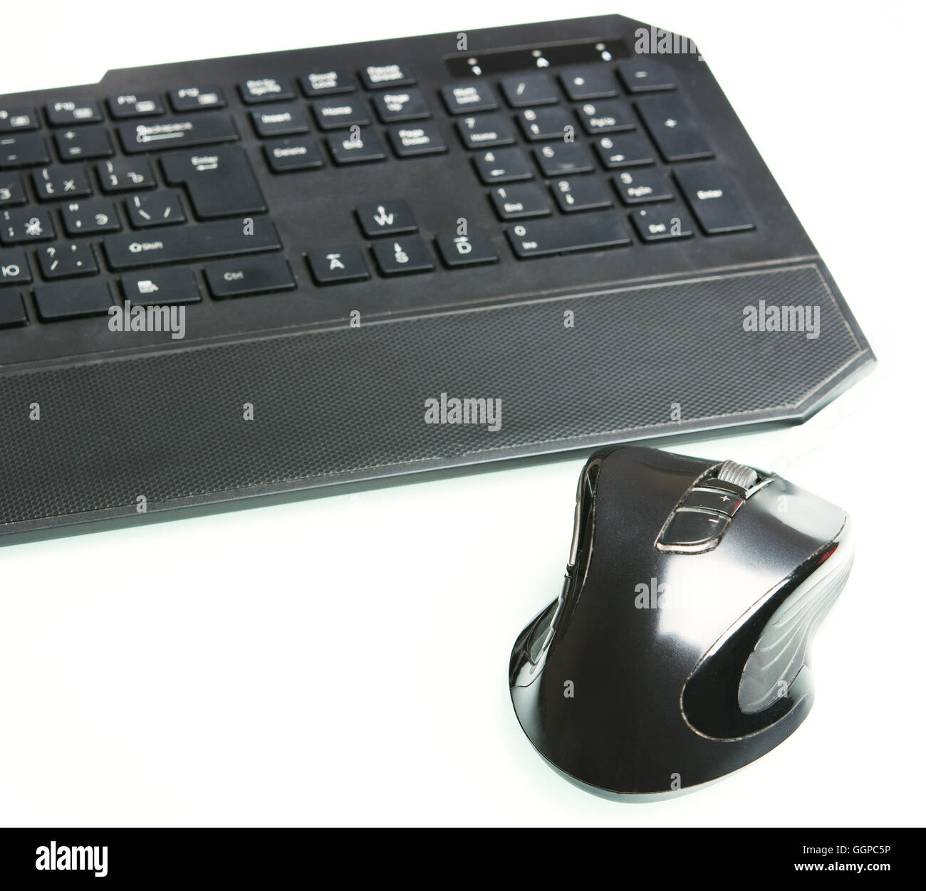 black keyboard with the mouse on the table Stock Photo - Alamy