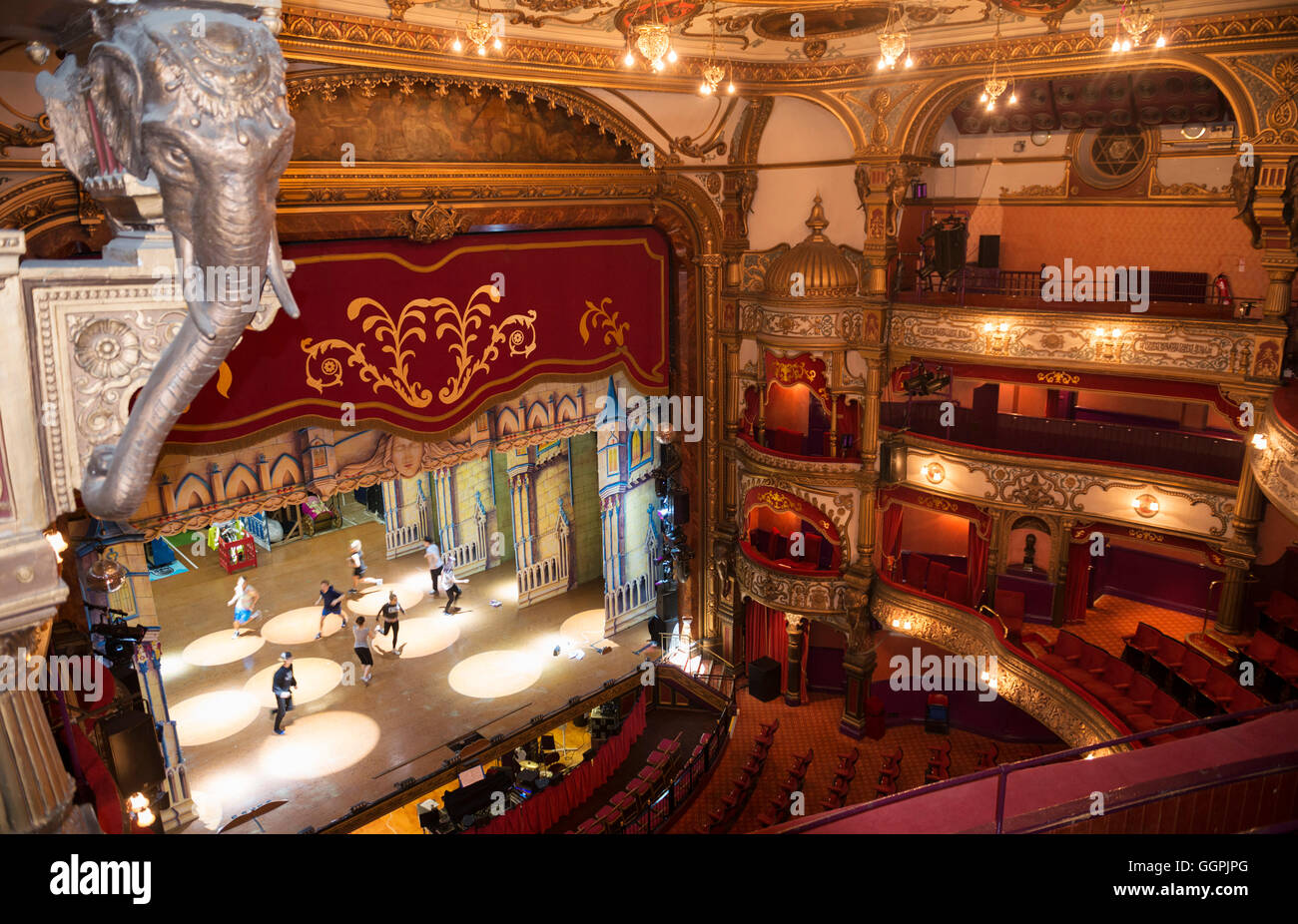 Performers practising inside the Royal Opera House, Belfast Stock Photo ...