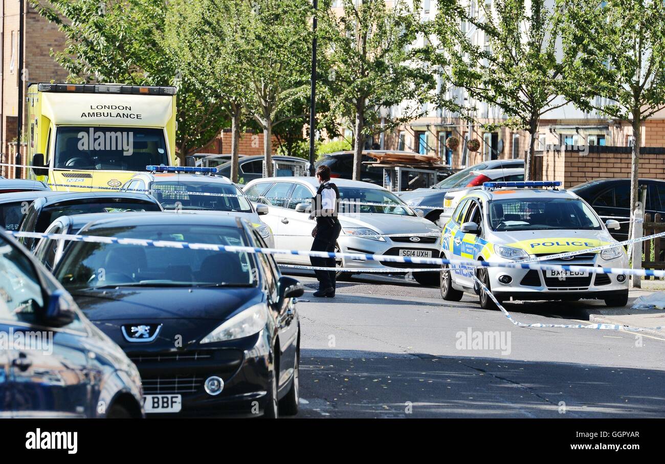 Police at the scene in Colegrove Road, Peckham, as a murder ...