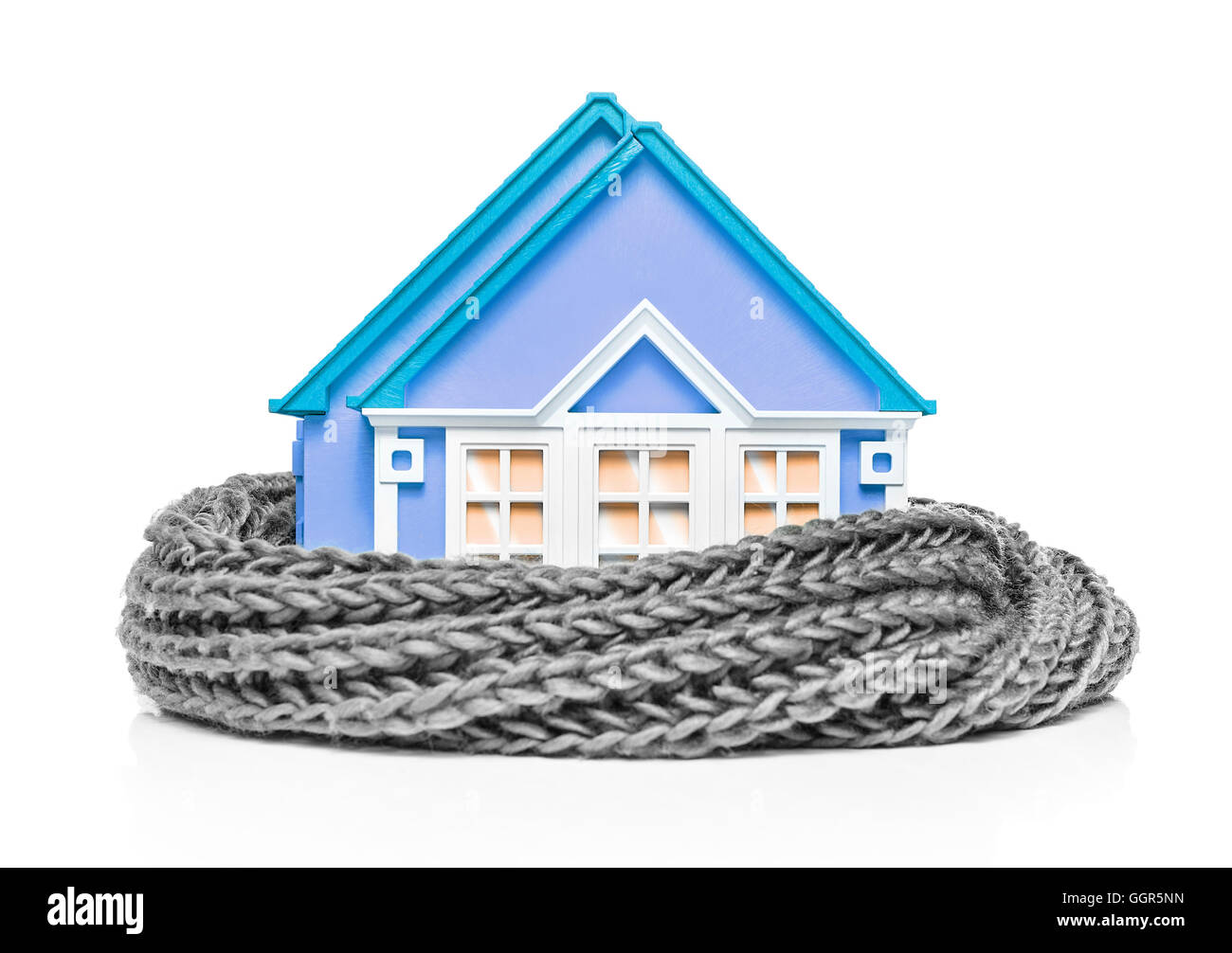 House wrapped in a scarf isolated on white. Conceptual image Stock ...
