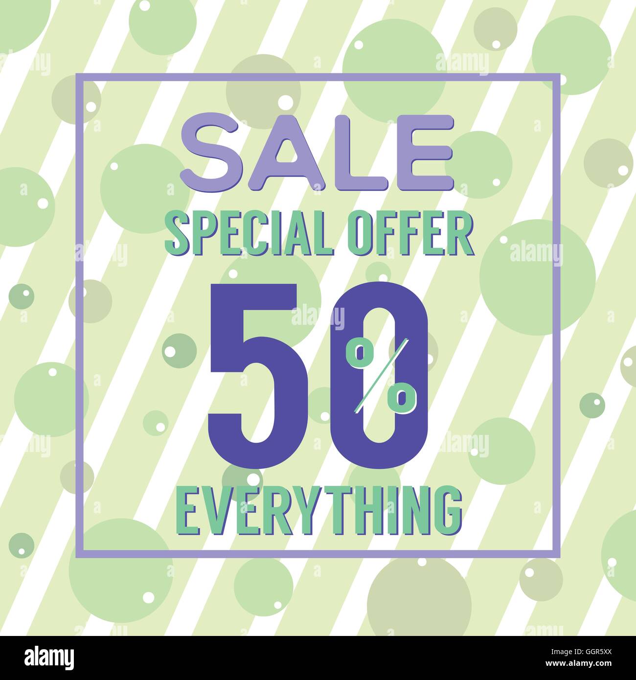 Special Offer 50 Percent On Colorful Green Bubbles And Stripes Vector ...