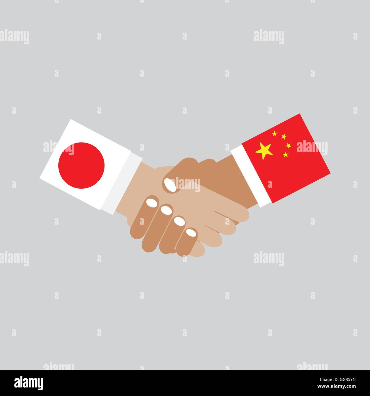 Business Handshake Vector Illustration. Japan And China Stock Vector ...