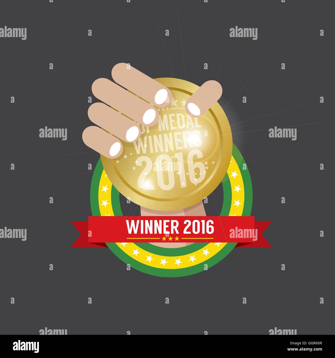 Top Medal Winner 2016 Sport Competition Concept Vector Illustration ...