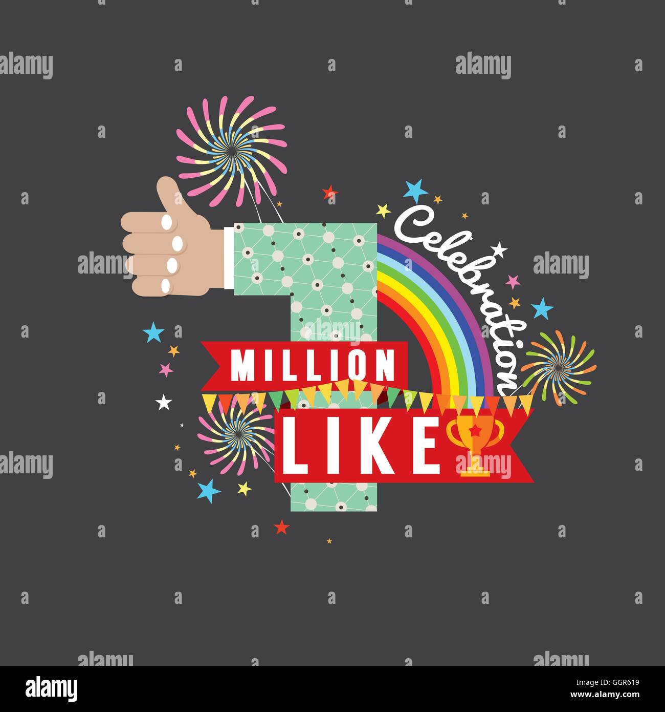One Million Likes Celebration Vector Illustration Stock Vector Image ...